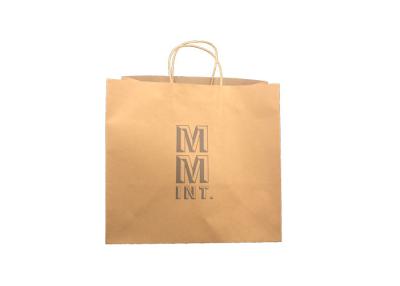 China Kraft Custom Printed Paper Shopping Bags Silver Foil Stamping OEM Service for sale