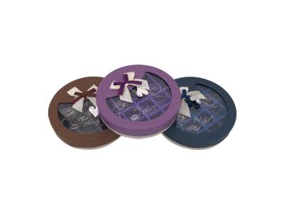 Cina Contenitori di regalo rotondi del cartone della scatola di presentazione del cioccolato di Brown blu in vendita