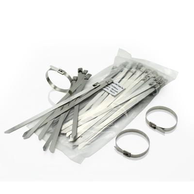 China High Temp Black Metal Cable Ties , Ball Lock Stainless Steel Cable Tie for sale