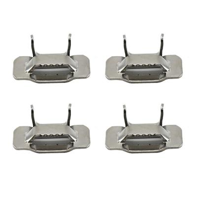China Locked Uncoated Banding Strap Buckles , High Strength Metal Banding Clips Rustpoof for sale