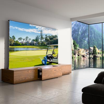 China Wooden Color Telescopic TV Cabinet Customized UST TV Stand For Floor Rising Projector Screen for sale
