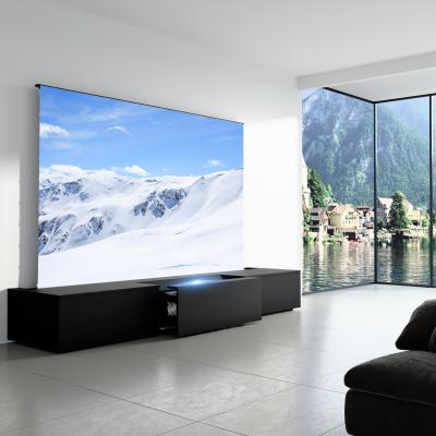 Китай Умные лазерные телевизоры 100 дюймов 120 дюймов 130 дюймов Кабинет для короткого броска Проектор Моторизованный телевизор продается