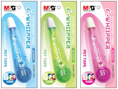 China M&G,Model ACT55971 Correction Tape, 6M*5mm smooth and accurate pet tape green pink and blue for sale