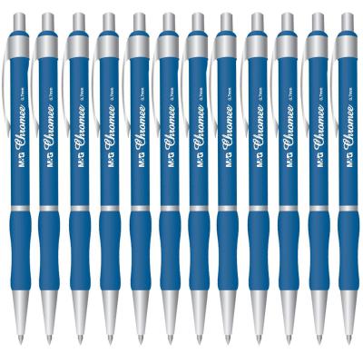 China Rubber Coating Barrel Ball Pen Blue Retractable Office Gel Ballpoint Pens Fine Point 0.7mm for sale