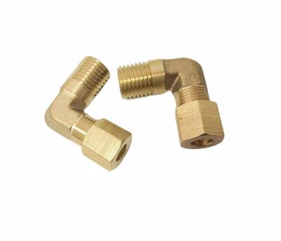 China Brass 90 Degree Elbow Fitting Compression 1/4x1/4 NPT for sale