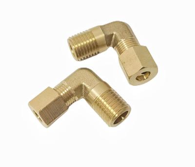 China Brass 90 Degree Elbow Fitting Compression 1/4x1/4 NPT for sale