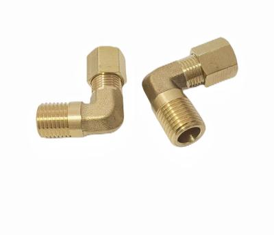 China Brass 90 Degree Elbow Fitting Compression 1/4x1/4 NPT for sale