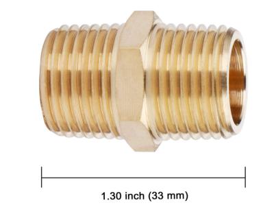 中国 真鍮の管付属品、六角形のニップル、1/2」x 1/2」NPTの男性の管のアダプター 販売のため
