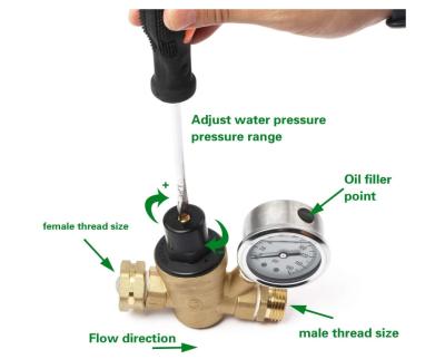 Cina Regolatore di pressione d'ottone dell'acqua di pollice di CNC 1/2 con la rete del filtro da acqua in vendita