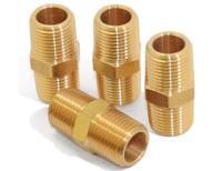 China 3/8 NPT Male Solid Brass Hex Nipples Equal Brass Pipe Adapter for sale