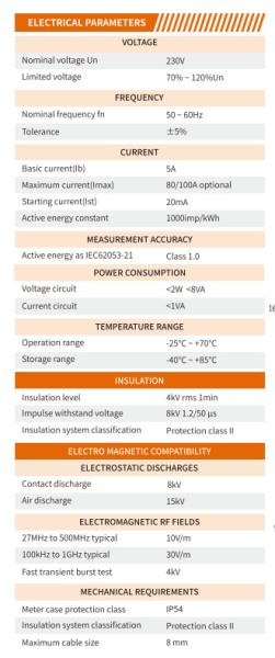 Quality CA168-L01 Multi Tariff STS Smart Prepaid Electricity Meter Smart Energy Meter for sale
