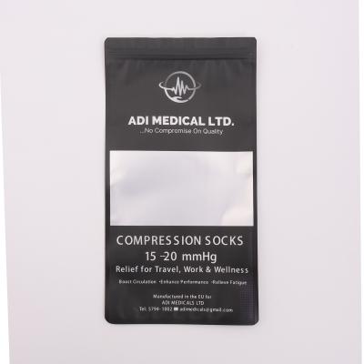 China Custom Matte Black Stand-Up Pouch with Frosted Window & Resealable Zipper for sale