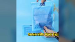 Custom Blue Matte Zipper Bag for Gloves Packaging
