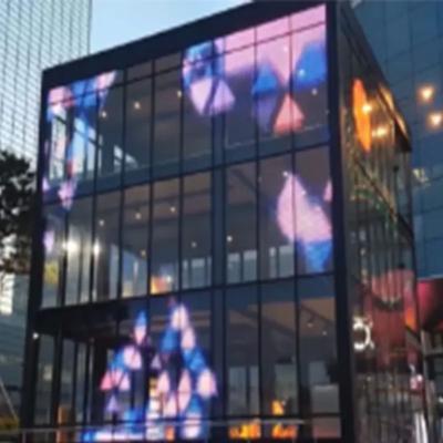 China P3.9-7.8Q50T Transparent Glass LED Screen Window Wall for sale