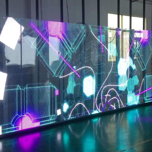 Buitendoorzichtig LED-maascherm op vensterglas P3.91 P7.8 P10.4 Hoge verversingssnelheid 8000Hz