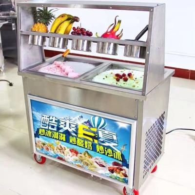 China Double Compressor Mini Fried Yogurt Machine for Homemade Fruit Ice Cream Roll at Home for sale