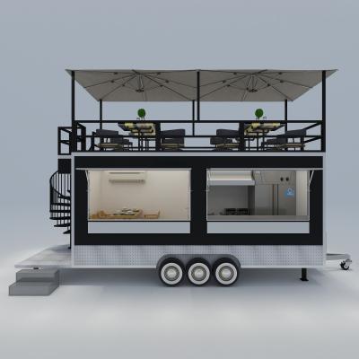 China 40 km/uur Tweede verdieping Multifunctionele mobiele restaurant café fastfood winkel sleepwagen Te koop