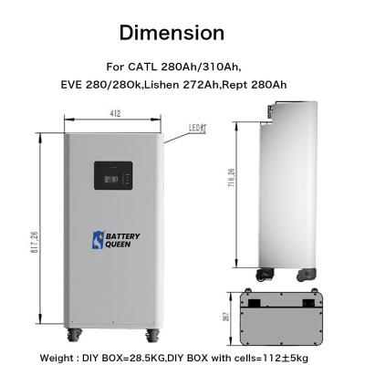 China 16 Pcs EVE LF280K 51.2V 280ah DIY Lifepo4 Battery Standing Kits 200A BMS Home Solar for sale