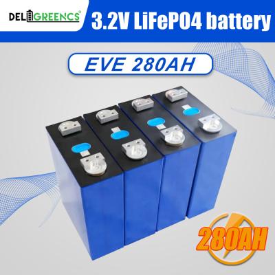 China 3.2V 280Ah EVE LiFePO4 Prismatic Cell Grade A LF280K Long Life for EV RV DIY Solar Energy Storage for sale