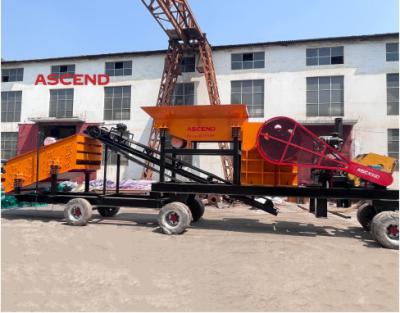 Cina Macinatrice mobile con ruote e rimorchio a motore diesel per la frantumazione di marmo, ghiaia, calcare in vendita