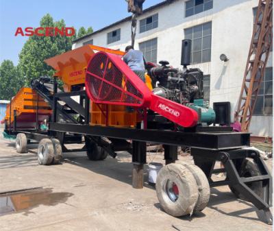 Cina Macinatrice mobile con ruote e rimorchio a motore diesel per la frantumazione di marmo, ghiaia, calcare in vendita