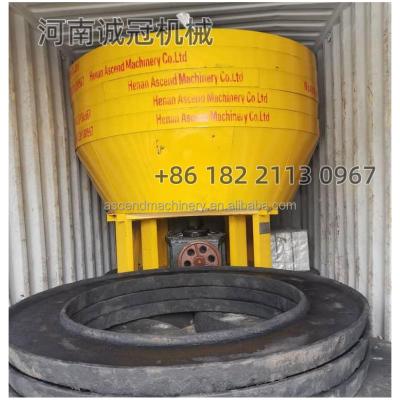 China Uitvoergrootte 150 Mesh Gold Silver Ore Grinding Machine 0,5tph Capaciteit Water Wet Pan Mills Met Double Twee Rollers Te koop