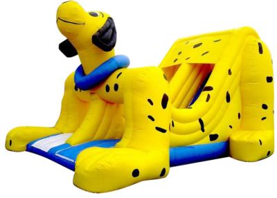 Chine Glissière gonflable tachetée jaune de chien de grande du glissement N 0.55mm 4,5 m gonflable de PVC 10 x 4 de diapositive x à vendre