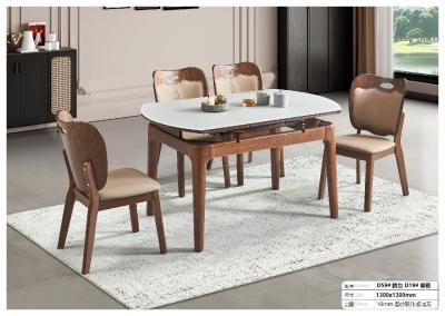 China Tempered Glass Top Home Dining Tables Mid Century Extendable Dining Table Dark Walnut for sale
