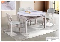 China Rectangular / Round Luxury Extendable Dining Table Glass Stone Top Expandable Dining Room Table for sale
