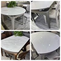 China Rectangular / Round Luxury Extendable Dining Table Glass Stone Top Expandable Dining Room Table for sale