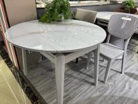 China Rectangular / Round Luxury Extendable Dining Table Glass Stone Top Expandable Dining Room Table for sale