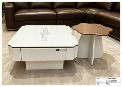 China Cream Modern Living Room Coffee Table Stone Top Nesting Coffee Table Set With Multi Drawer Storage for sale