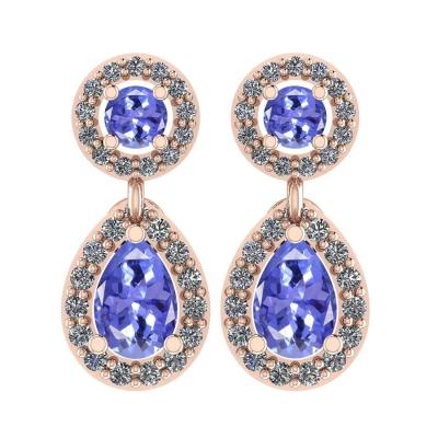 Китай 7,82 CTW естественное Tanzanite и серьги 14K CZ золото твердого тела желтое продается