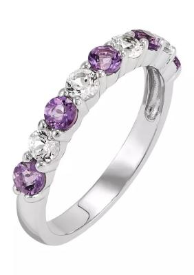 China Ametista e Sapphire Ring With branca criada 925 Sterling Silver à venda