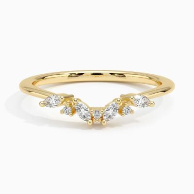 China Sparkling Round And Marquise Sleek Chevron Shaped Ring With 9K Gold for sale