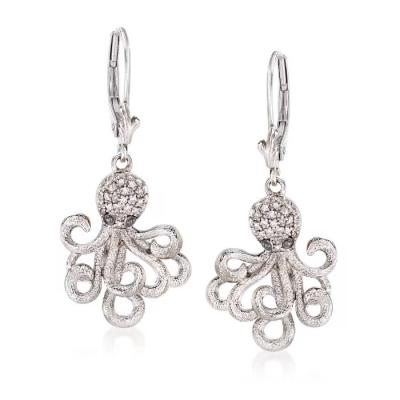 China Hawaiian Jewelry CZ Octopus Drop Earrings in Sterling Silver for sale