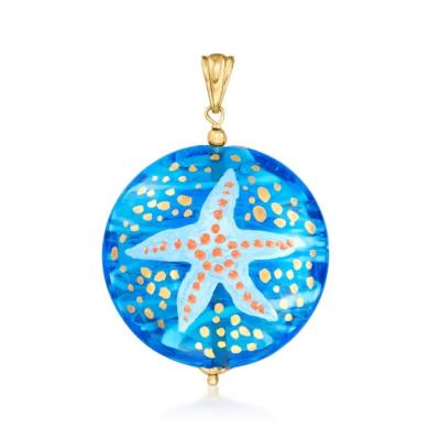 China Italian Murano Glass Starfish Pendant In 18kt Gold Over Sterling for sale
