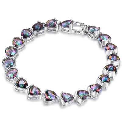 China Groothandel 925 Sterling Silver Trillion Cut Mystic Topaz Tennnis Bracelet Te koop