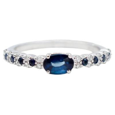 China In S925 Sterling Silver Natural Jewelry Sapphire CZ Ring Simple Design For Ladies Te koop