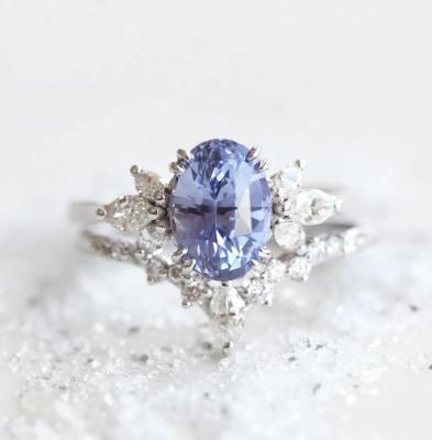 China S925 Zijcz de Overeenkomstenbelofte Ring Elegant Jewelry van Rose Gold Oval Lavender Sapphire Te koop