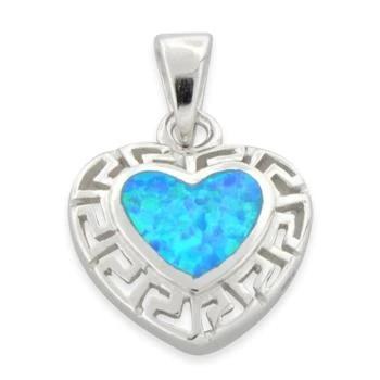 Cina Impegno di 925 Sterling Silver Greek Pattern Lab Opal Heart Pendant For Women in vendita
