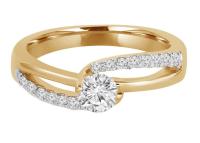 China Prong Setting Round Cut Diamond Ring , 0.46ct 5mm Diamond Solid Gold Ring for sale