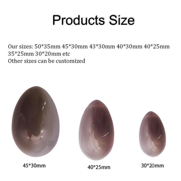 Quality Polished Folk Art Grey Agate Stone Eggs Yoni Egg Set for Women Kegel Style for sale