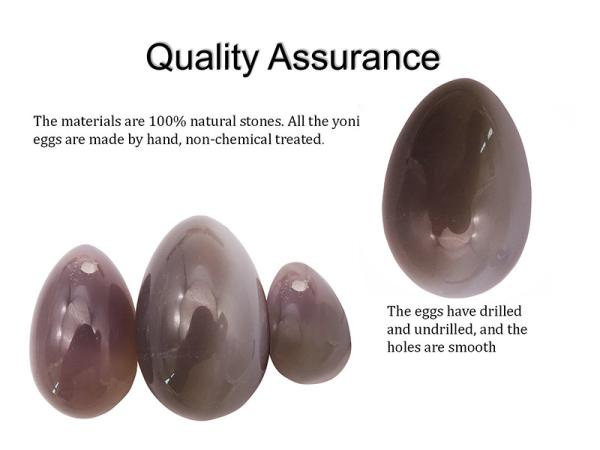 Quality Polished Folk Art Grey Agate Stone Eggs Yoni Egg Set for Women Kegel Style for sale