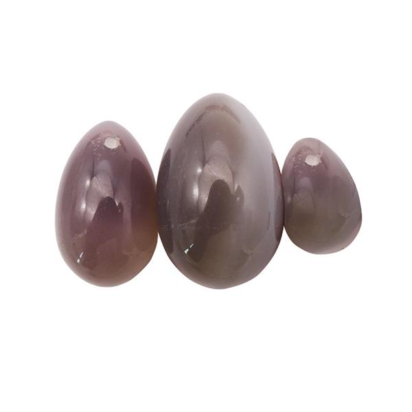 Quality Polished Folk Art Grey Agate Stone Eggs Yoni Egg Set for Women Kegel Style for sale