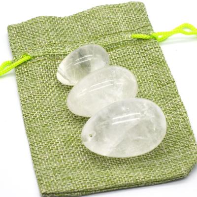 China Crystal Clear Rock Quartz Yoni Eggs Polished Technique OEM Accepted Natural Gemstone Chakra Healing Lapidary for sale