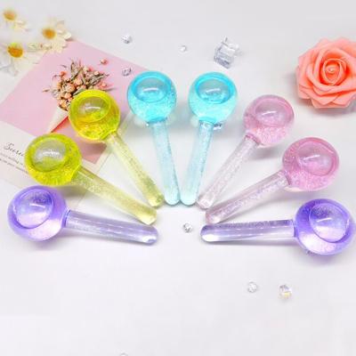 Cina Strumento anti-invecchiamento per massaggiare il viso Giochi di ghiaccio Glitter per raffreddare il viso collo e occhi Stringere la pelle vetro borosilicato in vendita