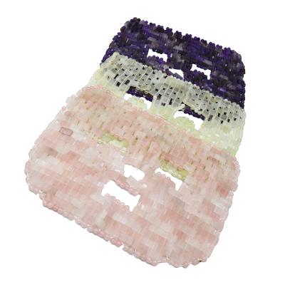 China Polished Face Mask Natural Gemstone Jade Sleep Mask Rose Quartz Eye Anti-Aging Hot or Cold Using Stone for sale