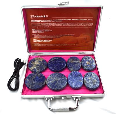 Cina Cura della salute personale Blu Soddlite 8pcs Pietra di massaggio in scatola di riscaldamento in alluminio con calore Massaggio Pietra di energia in vendita