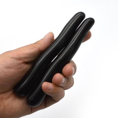 Cina Natura Gemstone Yoni Healing Wands Black Obsidian Curved Massage Wand per la Cura dei Cristalli femminili in vendita